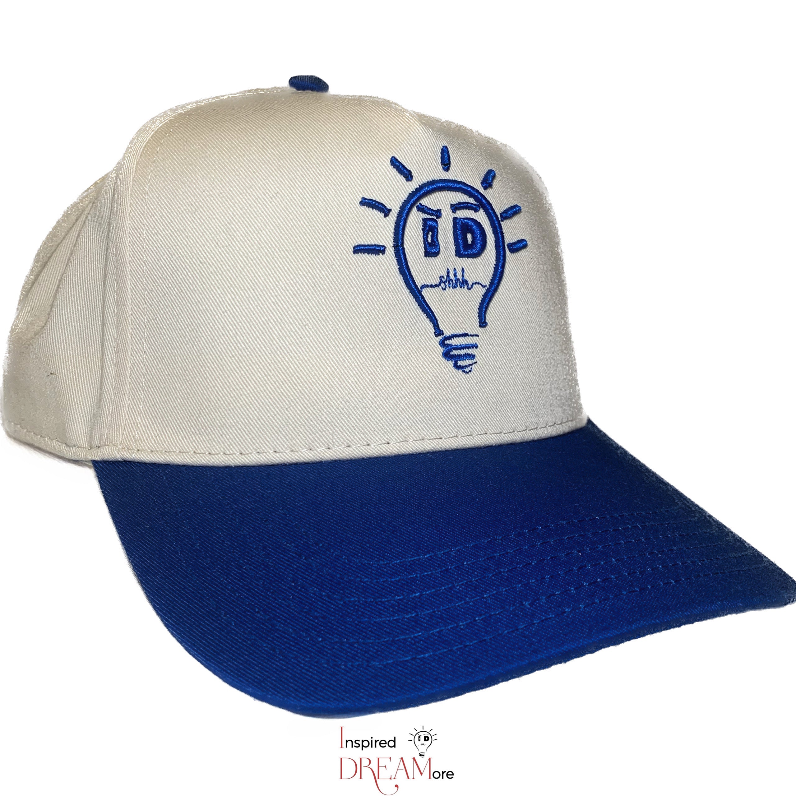 Baseball Cap - Off White & Royal Blue w/ Royal Blue logo – Inspired ...
